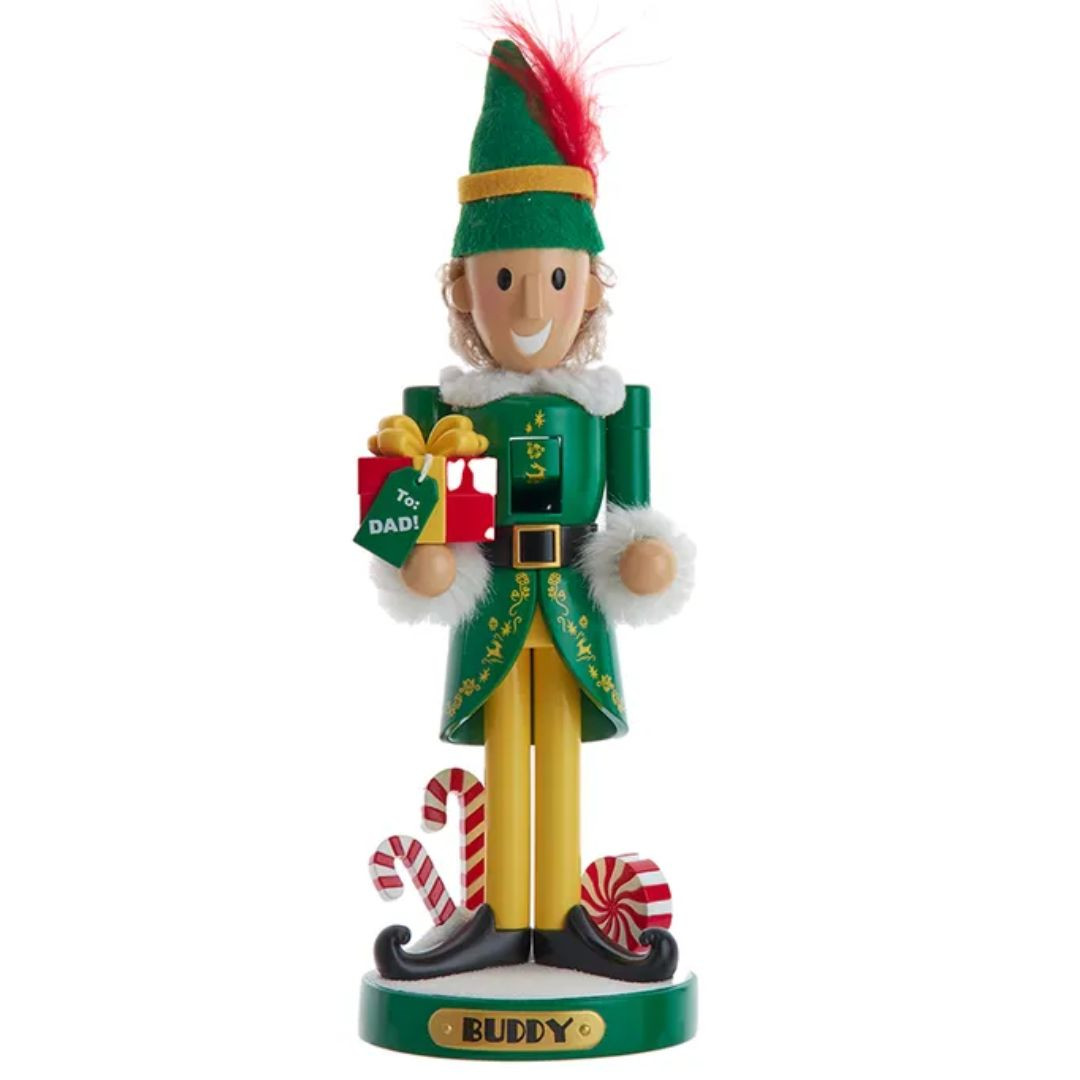 Deluxe Buddy the Elf w/ Gift 10.5-Inch Nutcracker - RetroFestive.ca