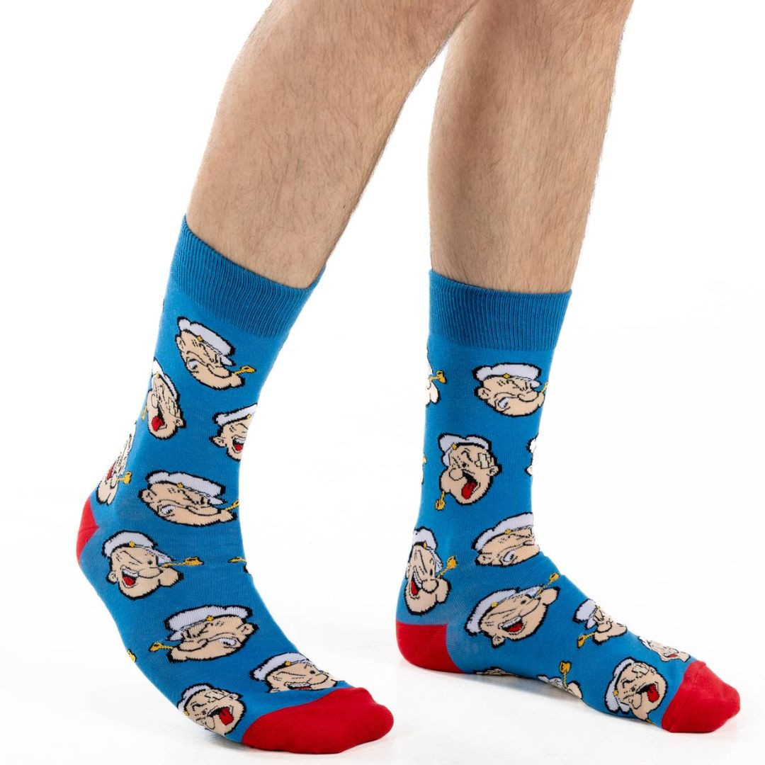 Popeye Faces Men's Crew Socks by Good Luck Socks - RetroFestive.ca
