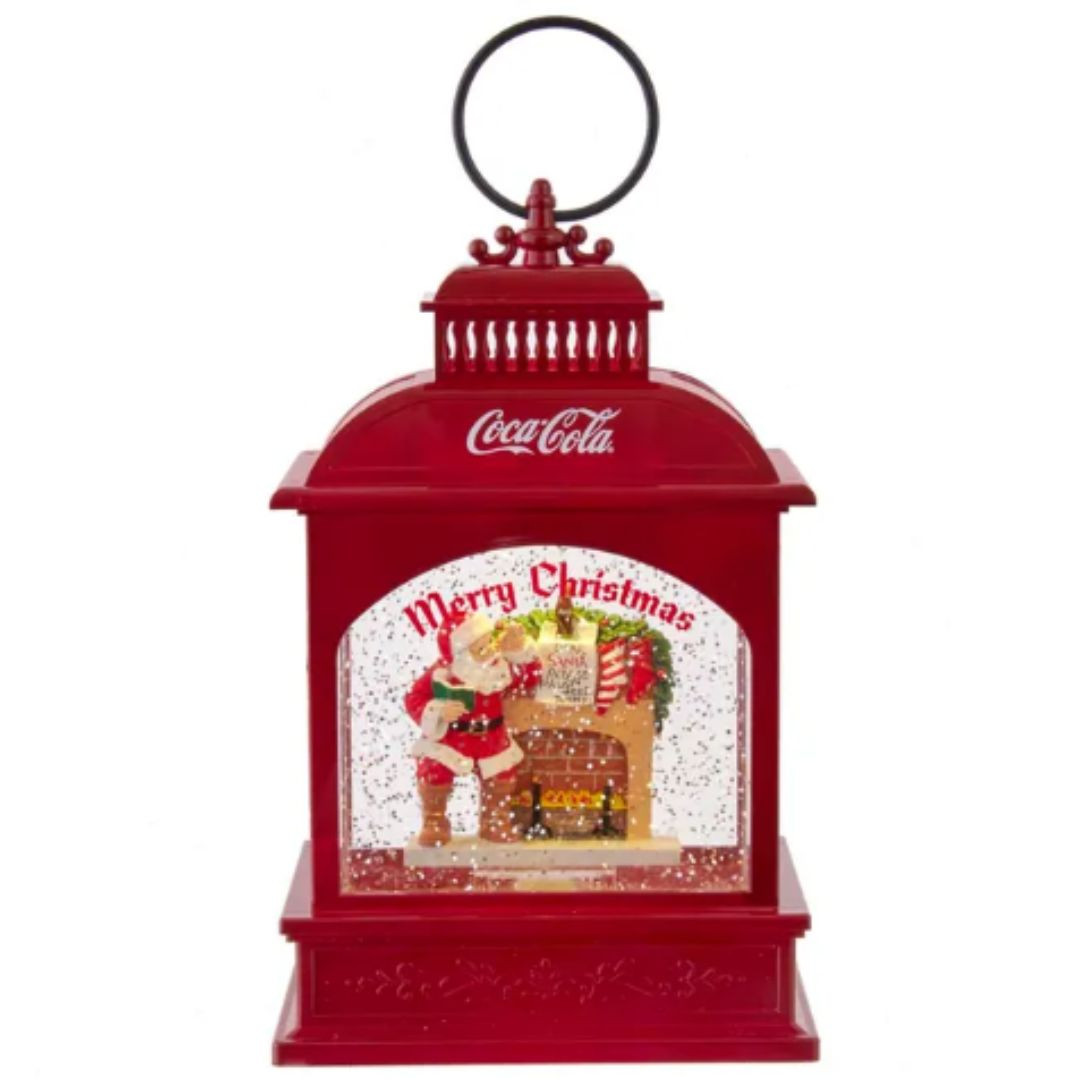Coca-Cola Santa Light-Up Glitter Lantern - RetroFestive.ca