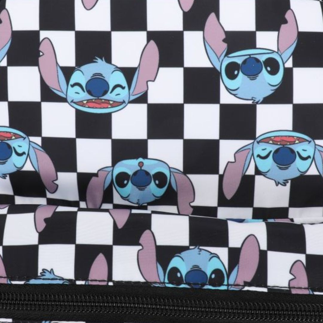 Disney Stitch Black and White Checker Nylon Mini Backpack - RetroFestive.ca