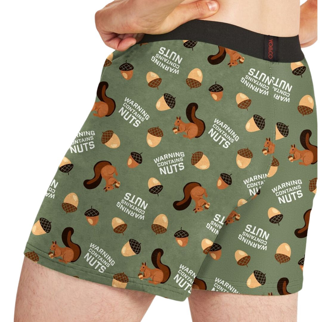 Contains Nuts Men's Squirrel Boxer Shorts - RetroFestive.ca