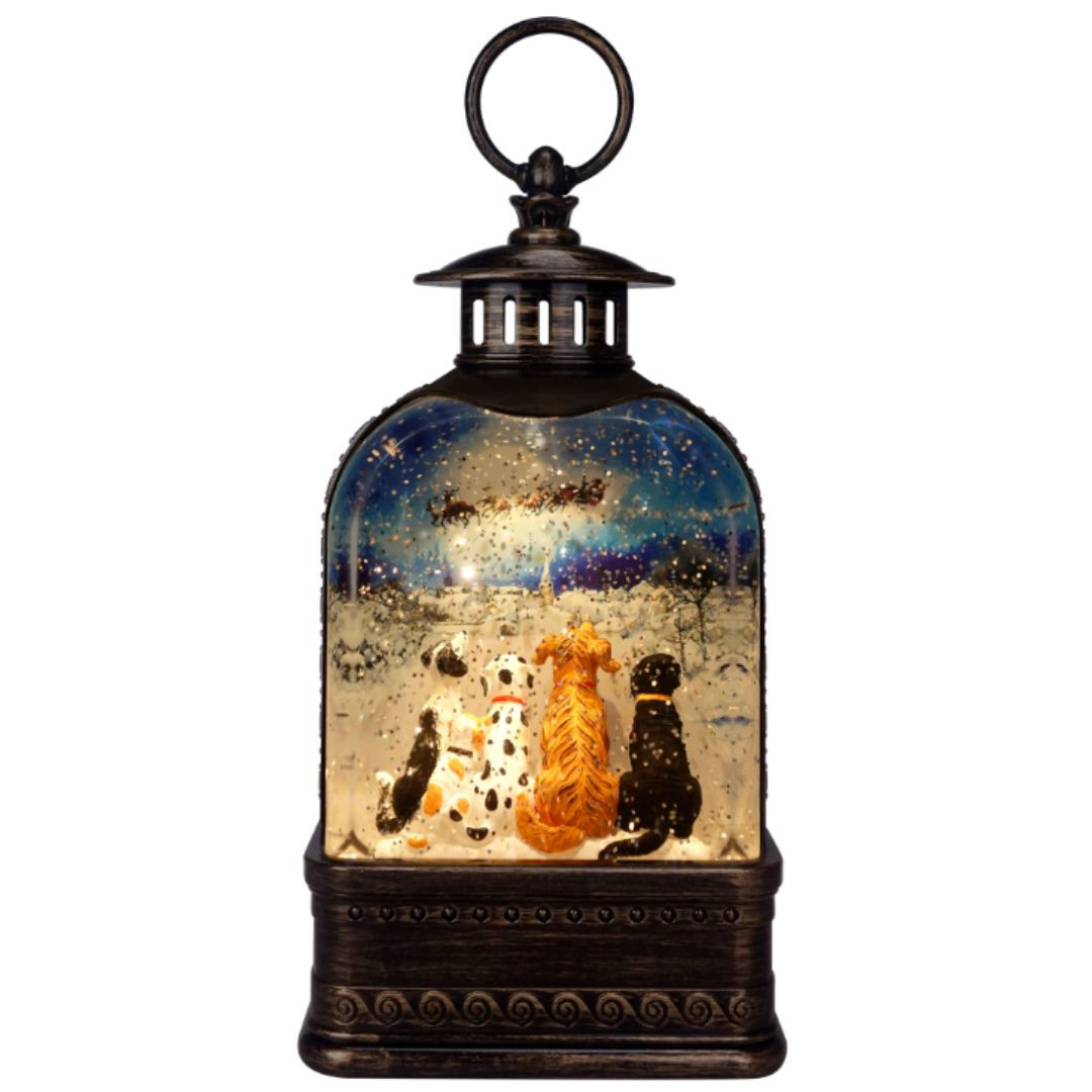 10.75" Dog Holiday Dome Glitter Lantern with Sublimation - RetroFestive.ca