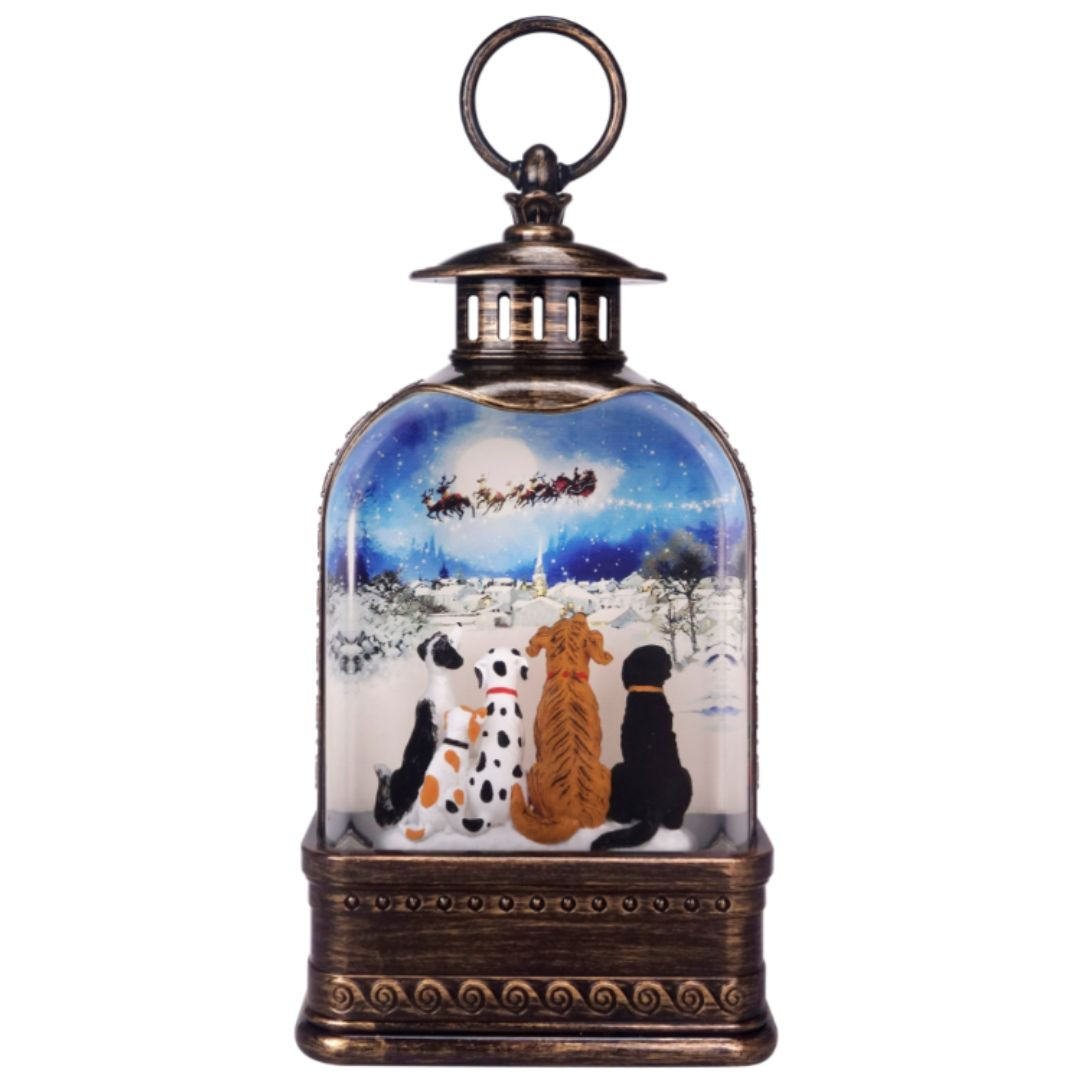 10.75" Dog Holiday Dome Glitter Lantern with Sublimation - RetroFestive.ca