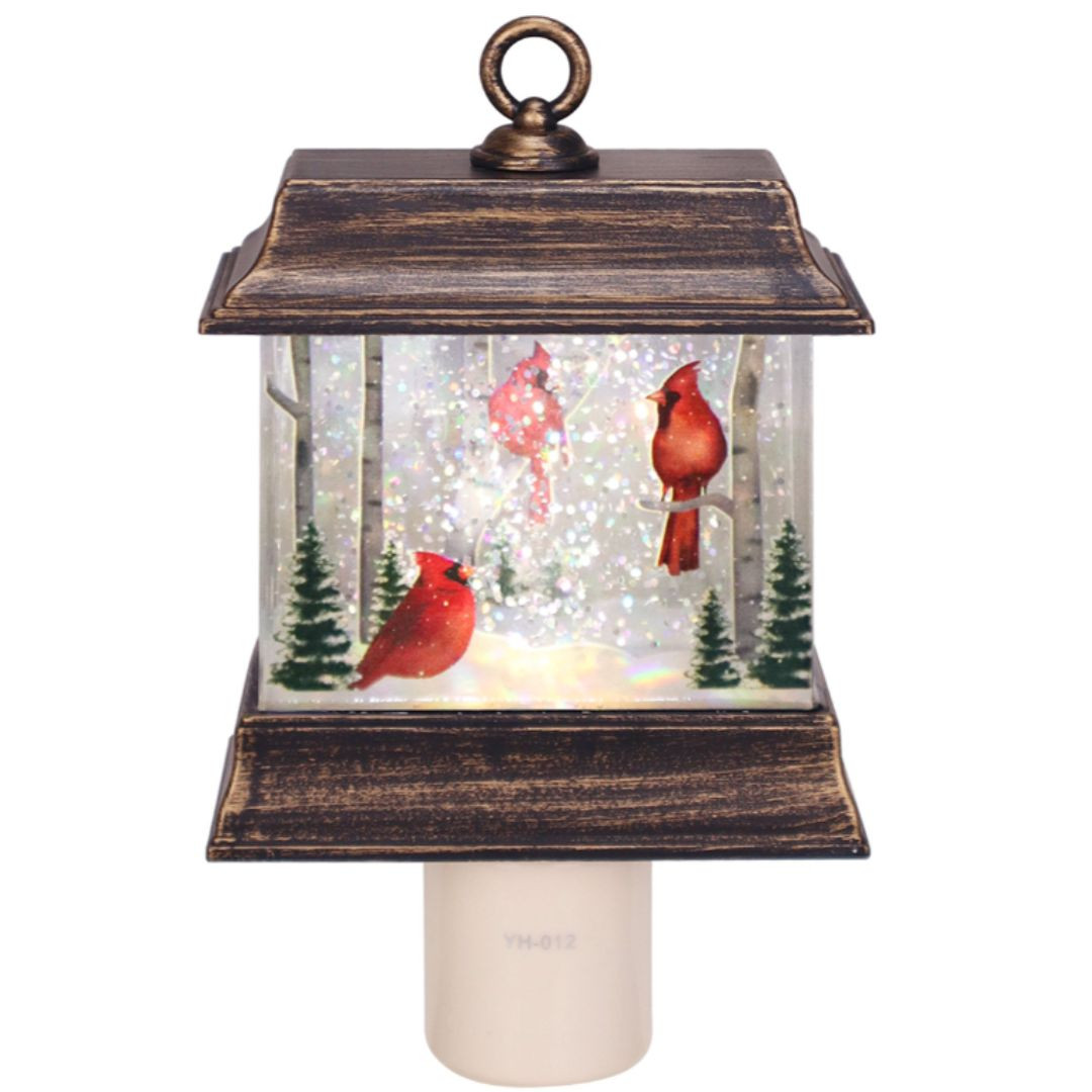 6" Glitter Night Light - Cardinal - RetroFestive.ca