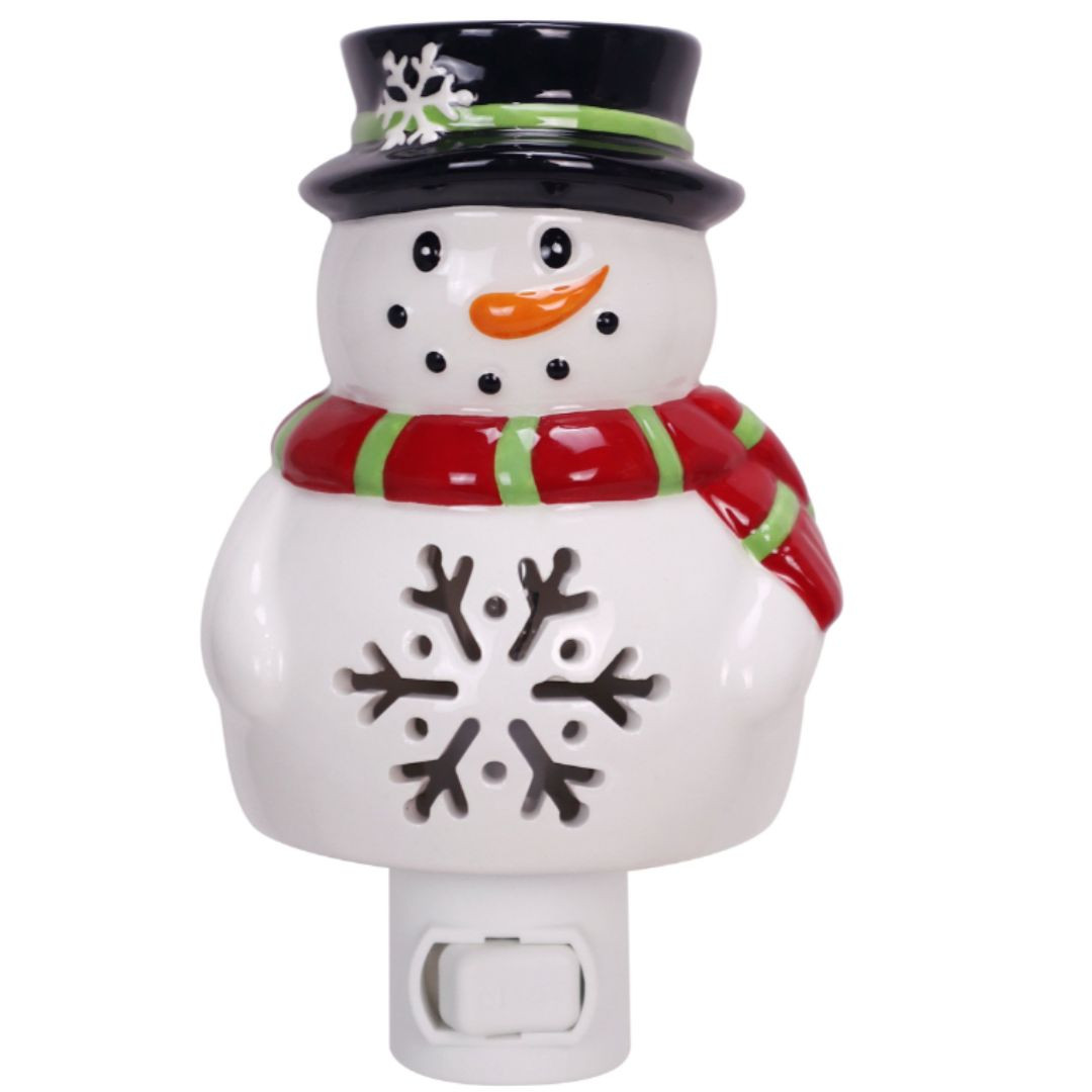 6.125" Ceramic Night Light - Snowman with Snowflake on Hat ...