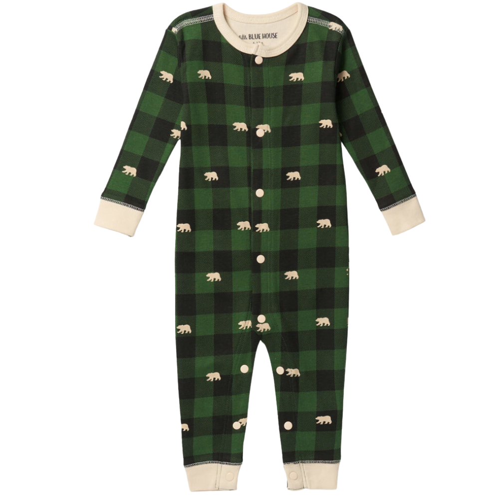 Forest Green Plaid Baby Union Suit by Hatley Canada | RetroFestive.ca