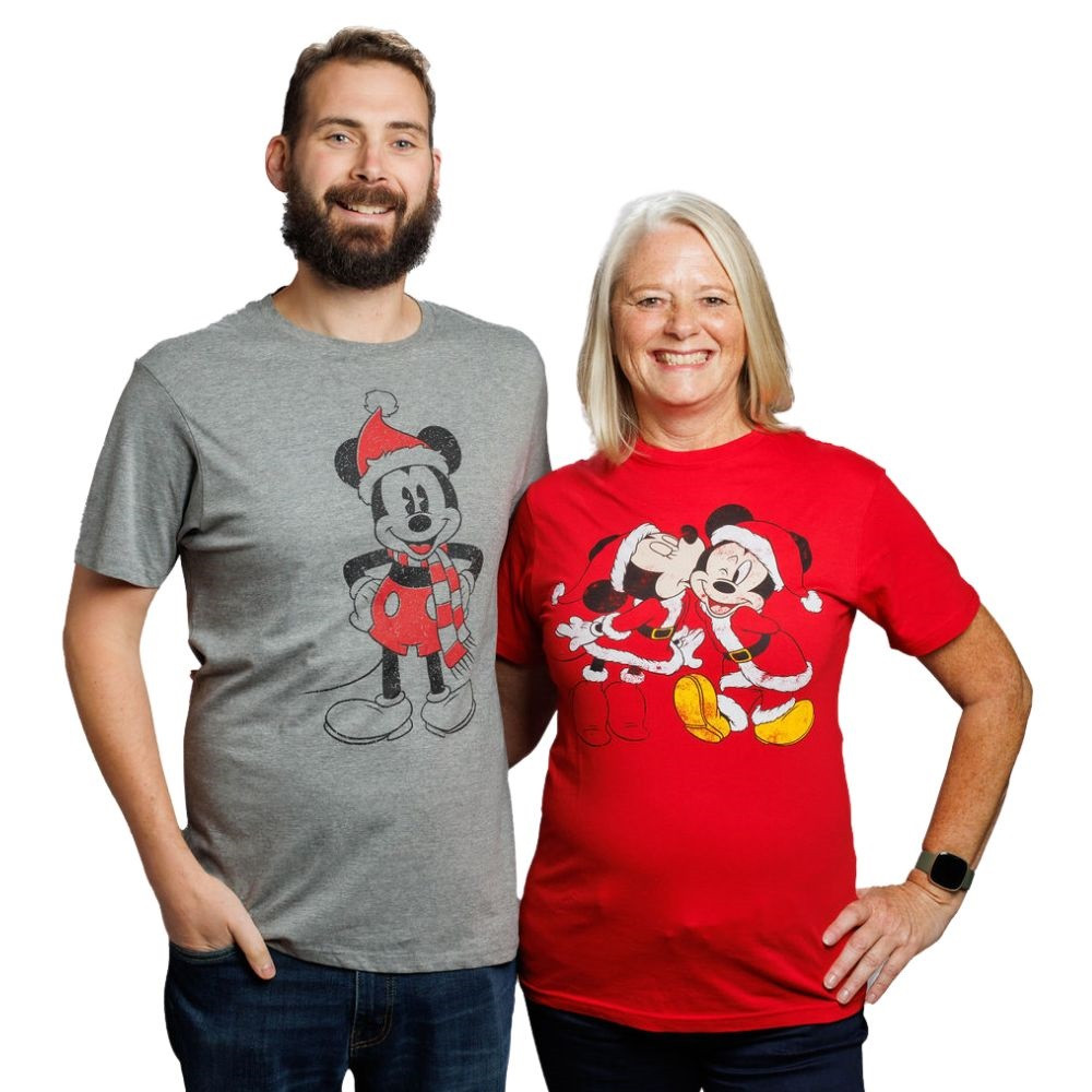 Santa Mickey Mouse Disney Holiday T-Shirt on Grey - RetroFestive.ca