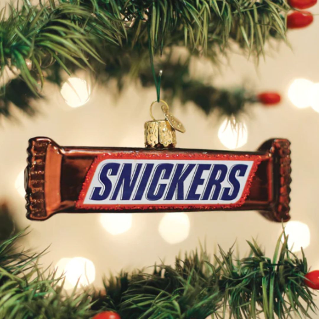 Snickers Glass Ornament by Old World Christmas - RetroFestive.ca