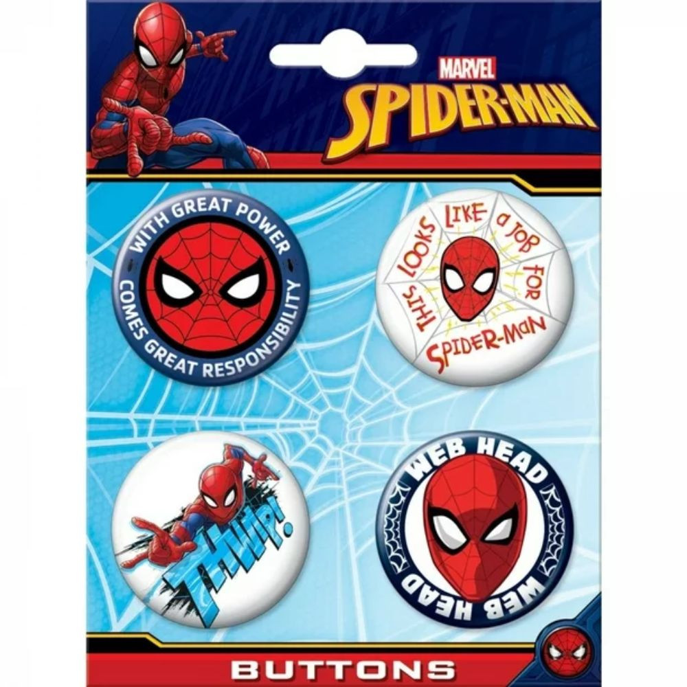 Spider-Man Buttons - Set of 4 - RetroFestive.ca