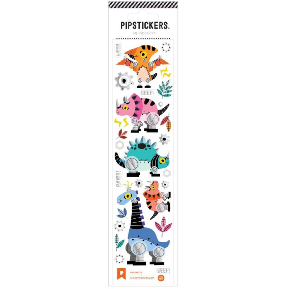 Dino-Bots - 2" x 8" Sticker Sheet By PipSticks - RetroFestive.ca