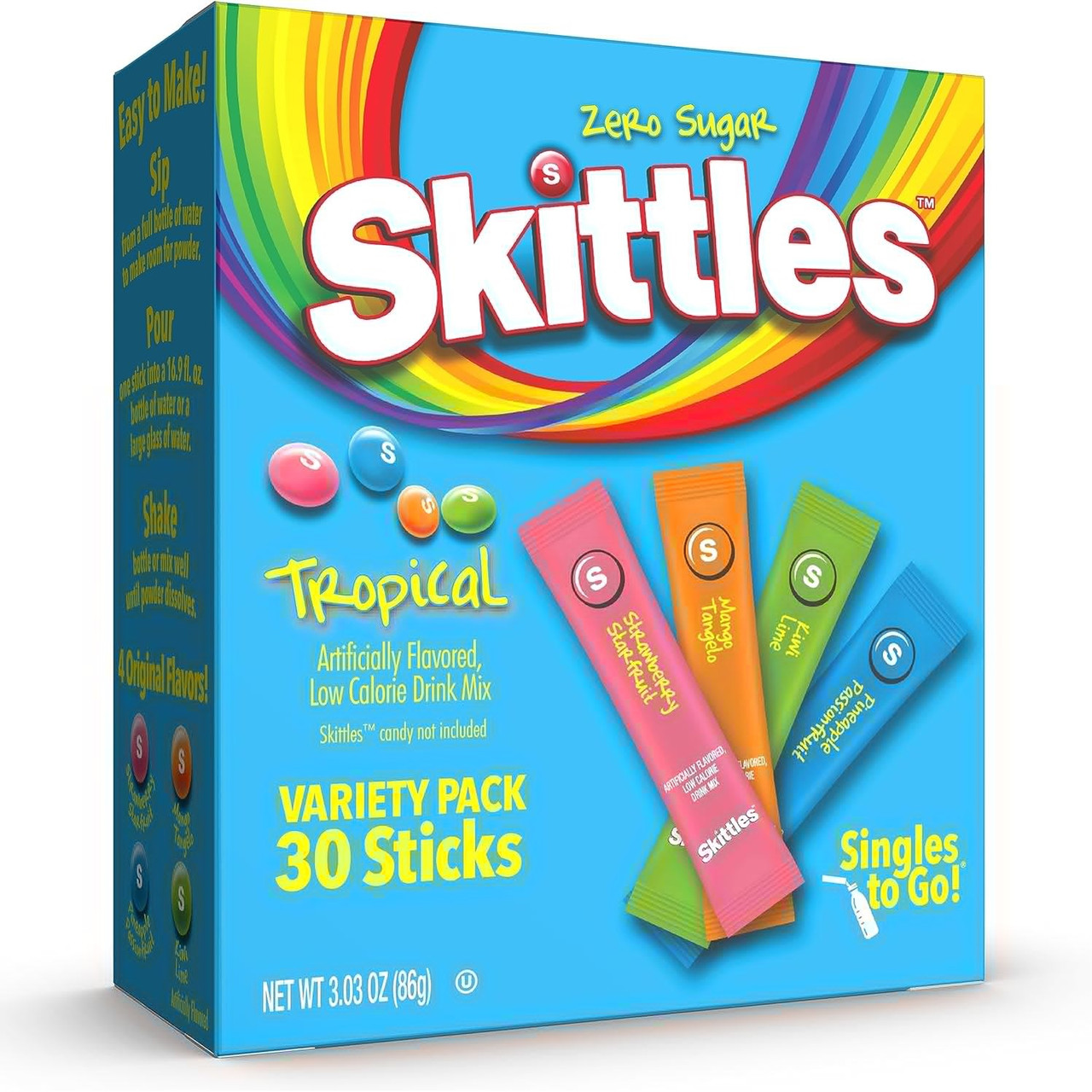 Skittles-to-Go Tropical Pack Drink Mix Packets - 30 Count - RetroFestive.ca