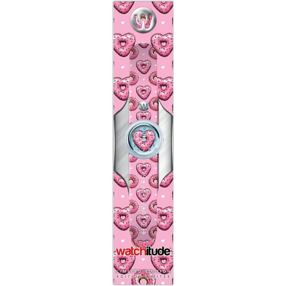 Slap Bracelet Watch by Watchitude - Donut Hearts - RetroFestive.ca
