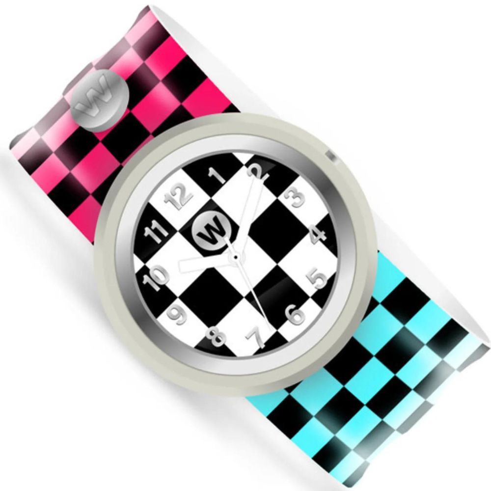 Slap Bracelet Watch by Watchitude - Checkered Flag - RetroFestive.ca