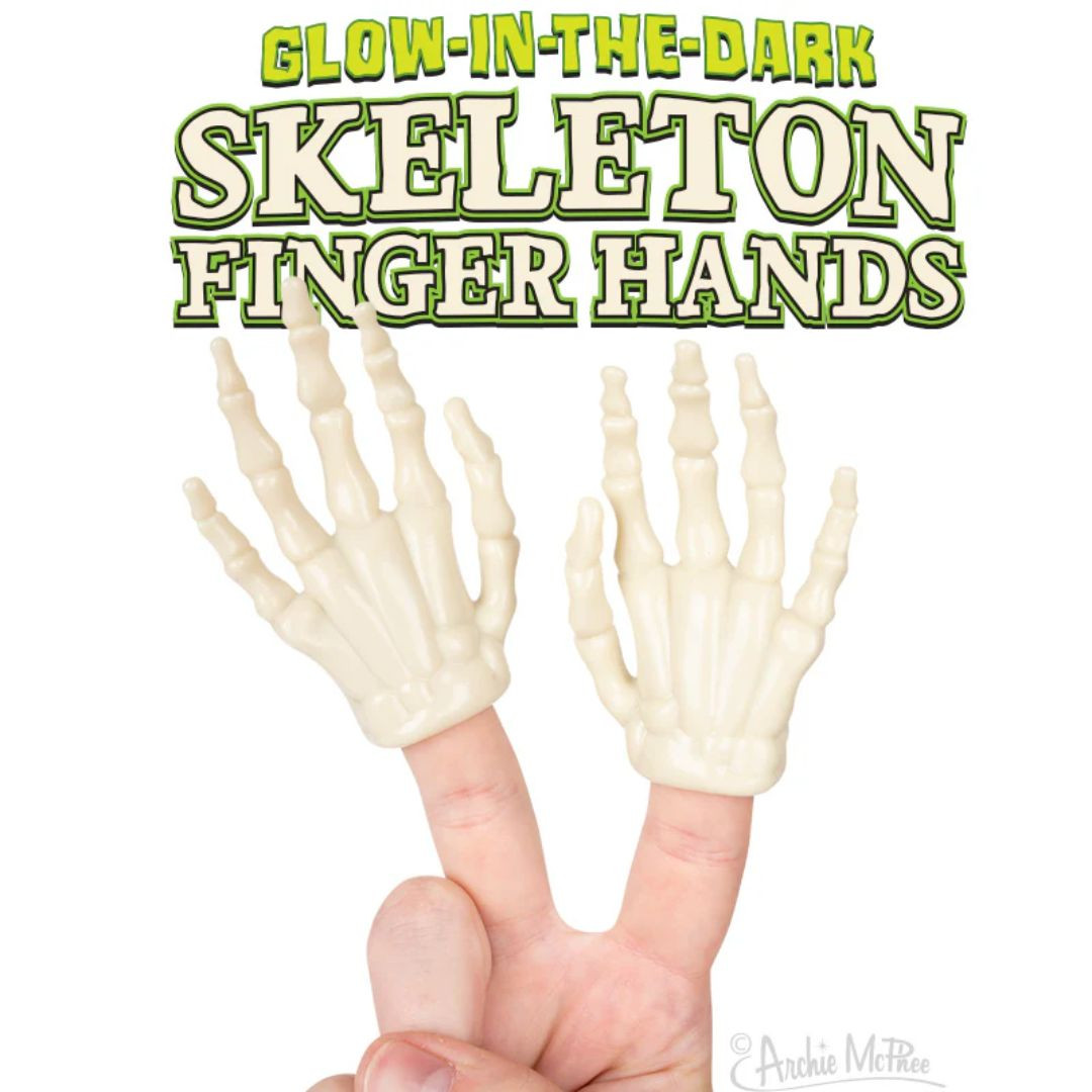 Glow-in-the-Dark Skeleton Hands Finger Puppet - RetroFestive.ca