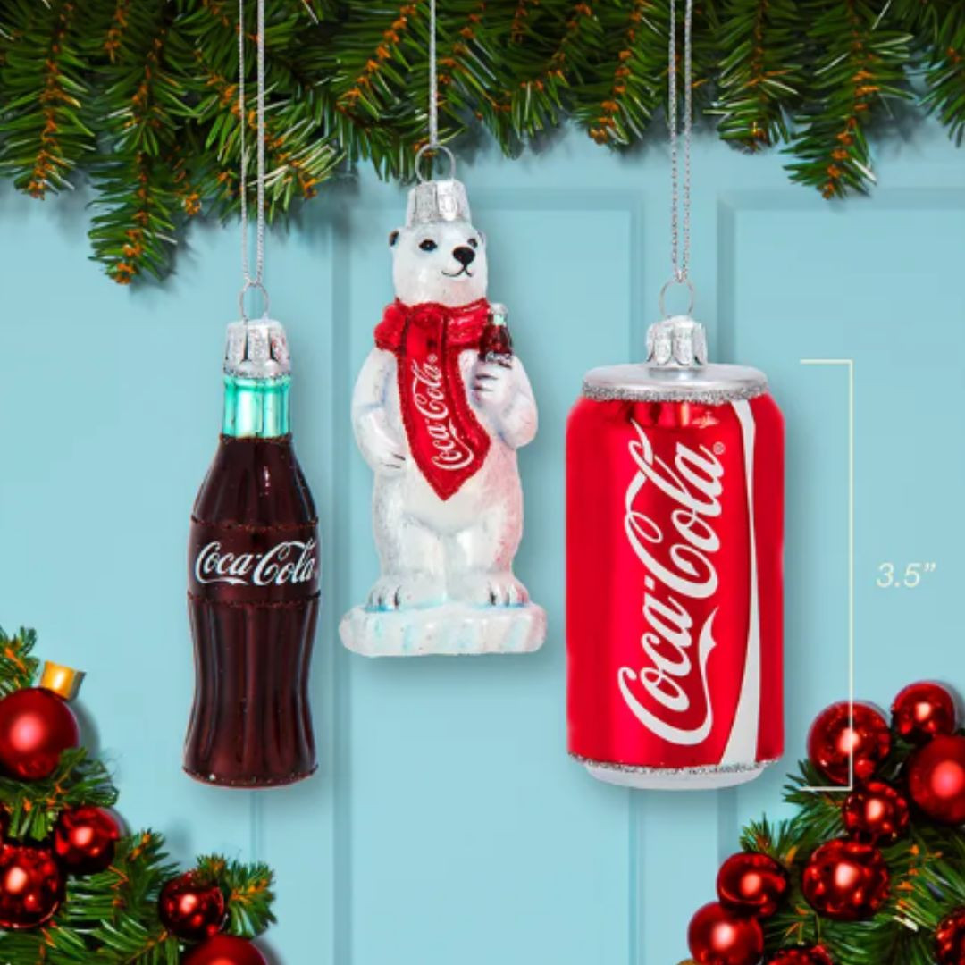 Coca-Cola Glass Mini Ornaments 3 Piece Set - RetroFestive.ca