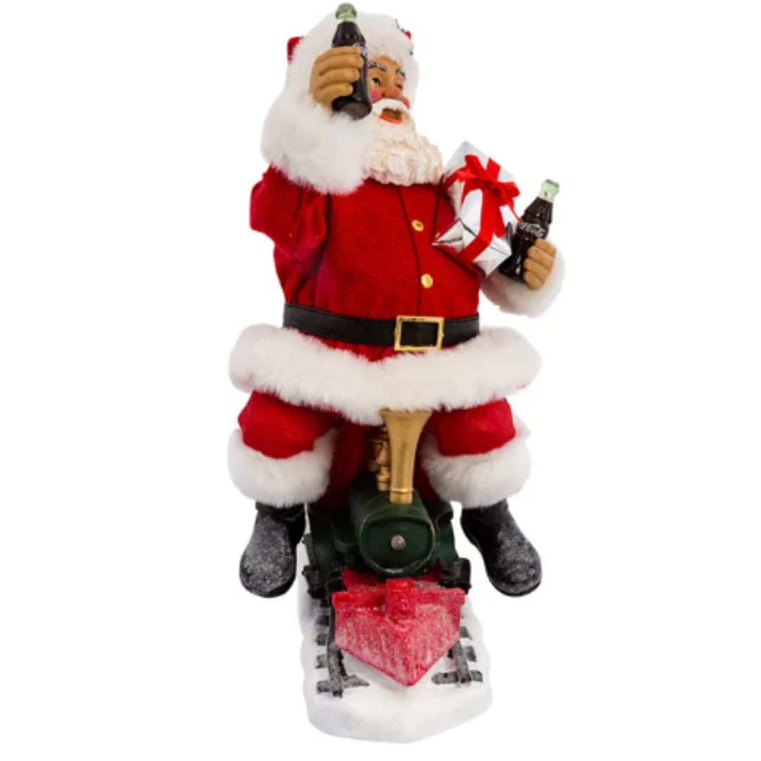 Coca-Cola Santa on Train with LEDs Fabriché Figure - RetroFestive.ca