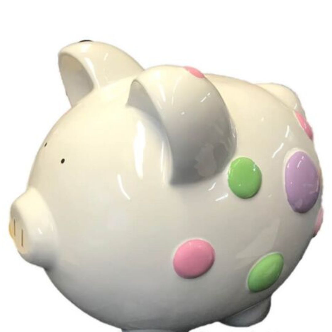 Piggy with Polka Dots Small Personalized Piggy Bank in Gift Box ...