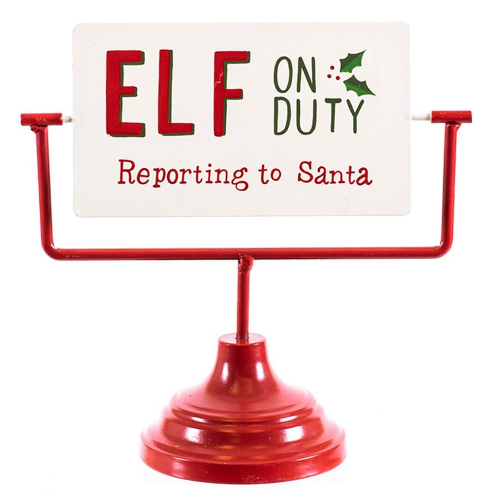 8-Inch Elf On/Off Duty Metal Flip Sign - RetroFestive.ca