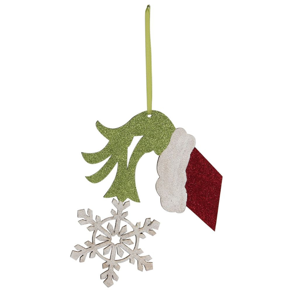 10-Inch Grinch Hand Snowflake Glitter Decoration - RetroFestive.ca