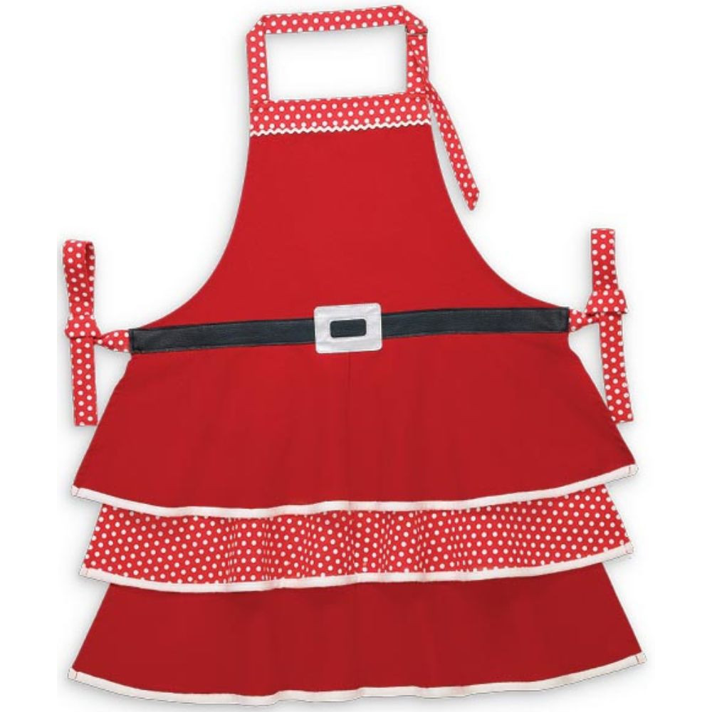 Adult Mrs. Claus Apron With Ruffles - RetroFestive.ca
