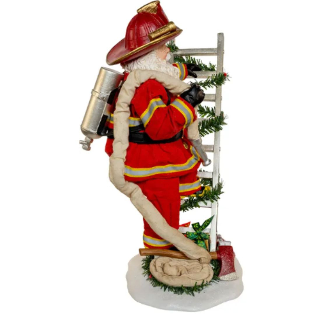 Fireman Santa with Ladder Fabriché Figure - RetroFestive.ca