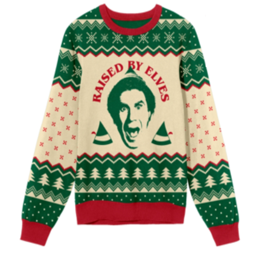 Raised by Elves - ELF Ugly Christmas Sweater Canada | RetroFestive.ca