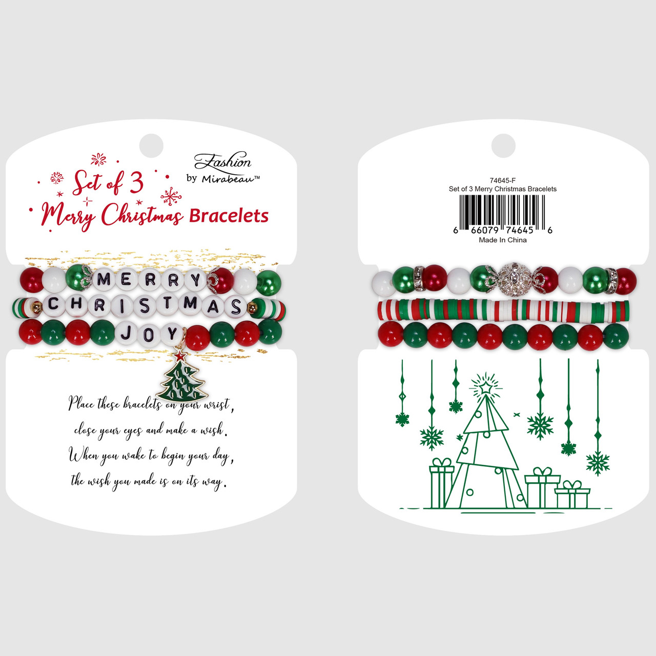 Set of 3 Merry Christmas Friendship Bracelets - RetroFestive.ca