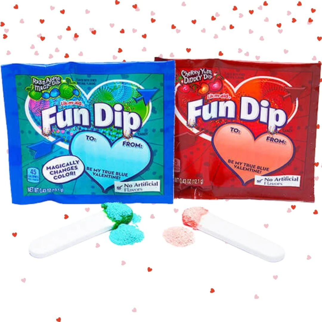 Fun Dip Card and Candy Valentines Kit - Box of 22 - RetroFestive.ca