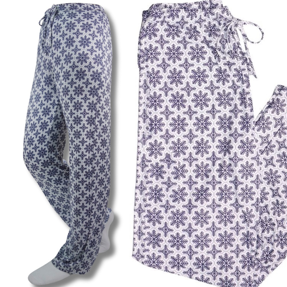 Snowflake Print Lounge Pants - Fashion by Mirabeau - RetroFestive.ca