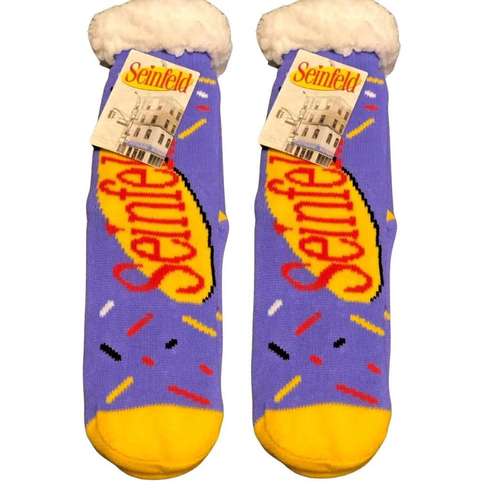 Seinfeld Logo Sherpa Slipper Socks - RetroFestive.ca
