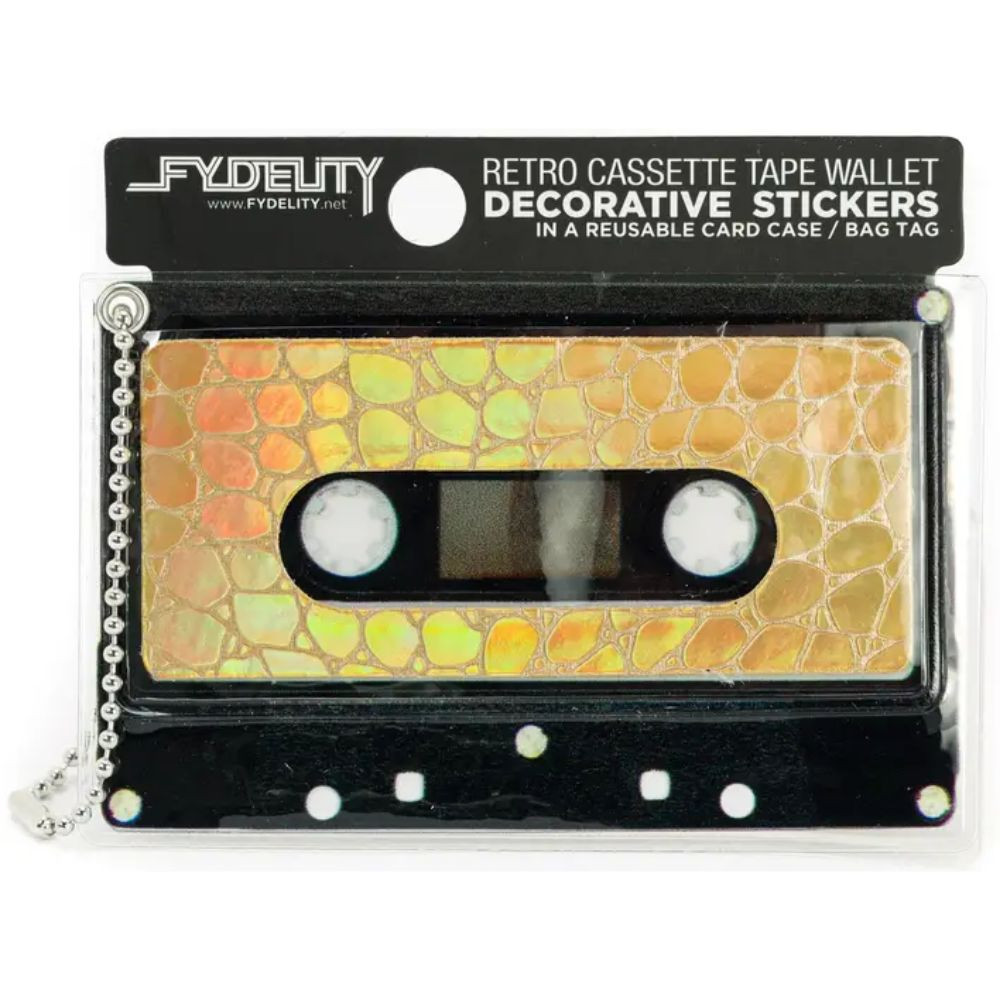 Retro Cassette Wallet Sticker - Laser Gold Gator - RetroFestive.ca