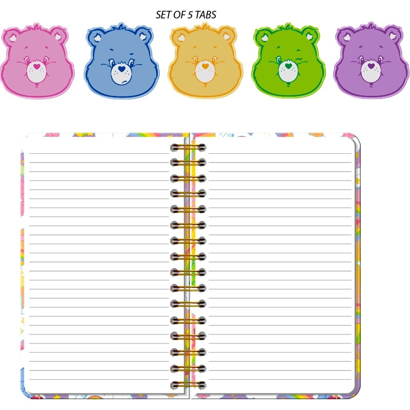 Retro Care Bears 8” X 5” Spiral Tabbed Notebook - RetroFestive.ca