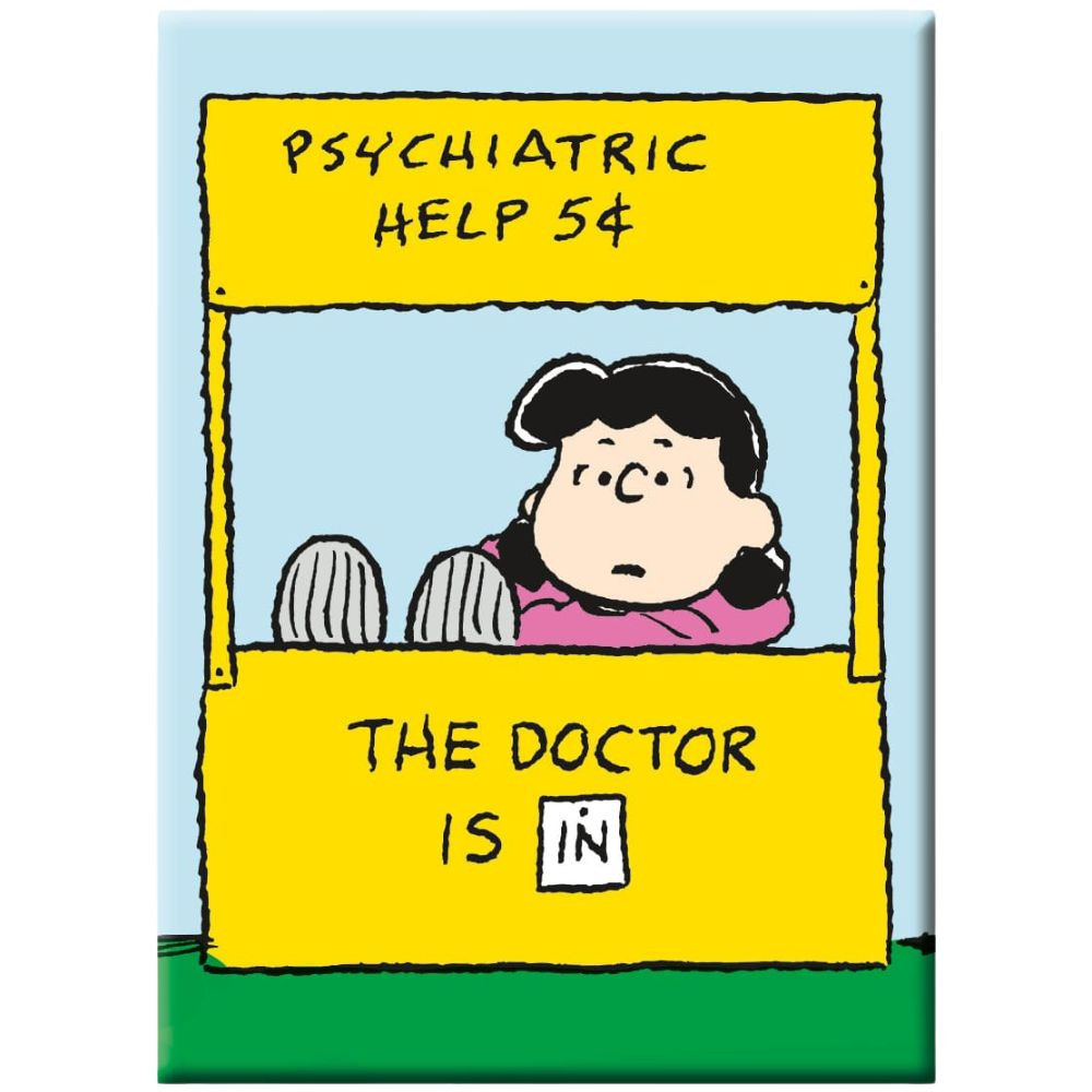 Lucy Doctor Is In Peanuts Flat Fridge Magnet - RetroFestive.ca