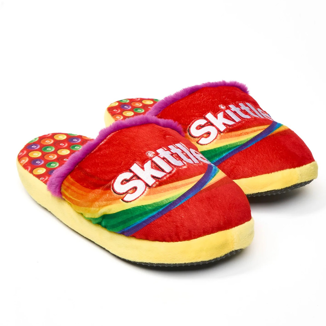 Skittles Fuzzy Slide Slippers - RetroFestive.ca