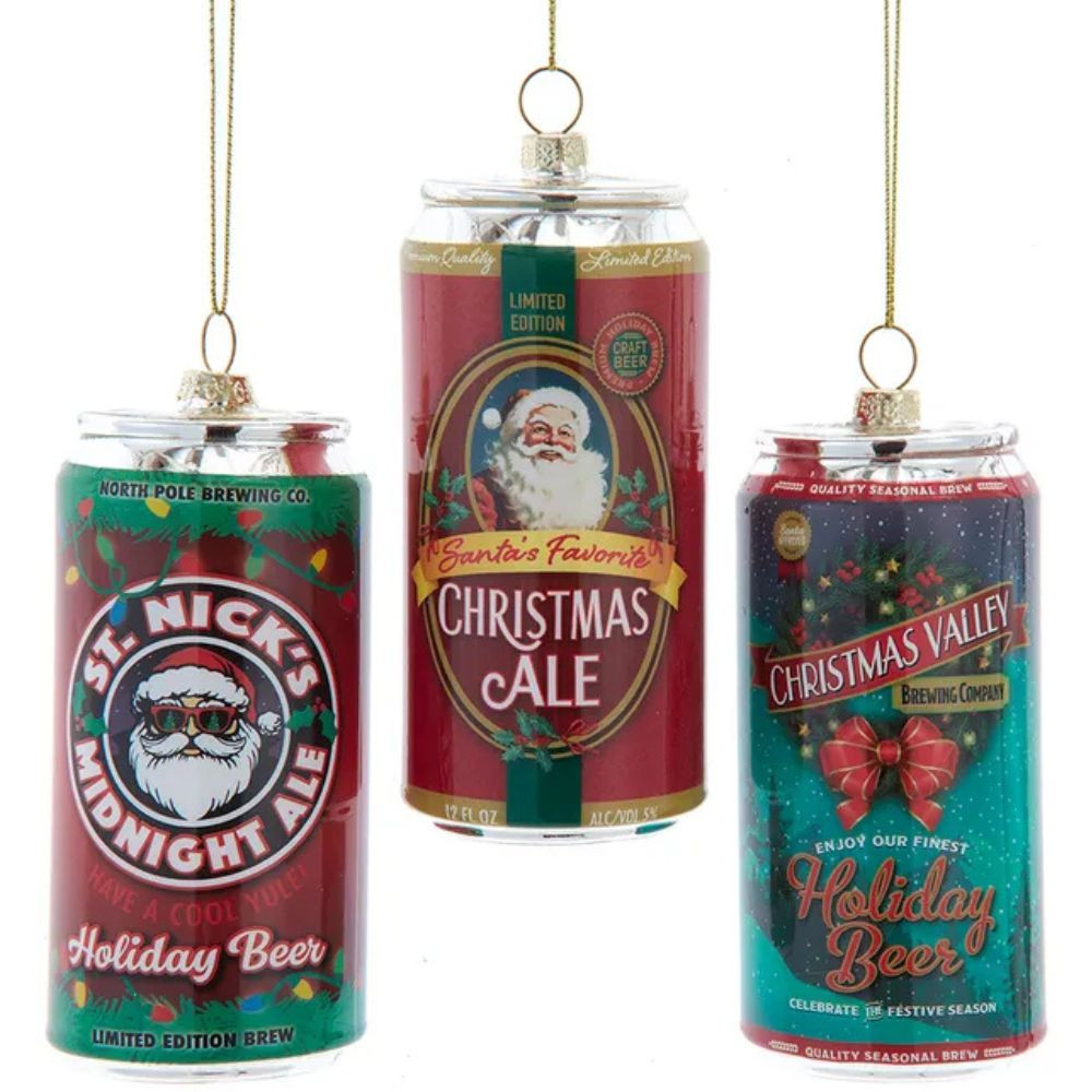 Christmas Craft Beer Cans - Glass Ornaments in 3 Styles - RetroFestive.ca