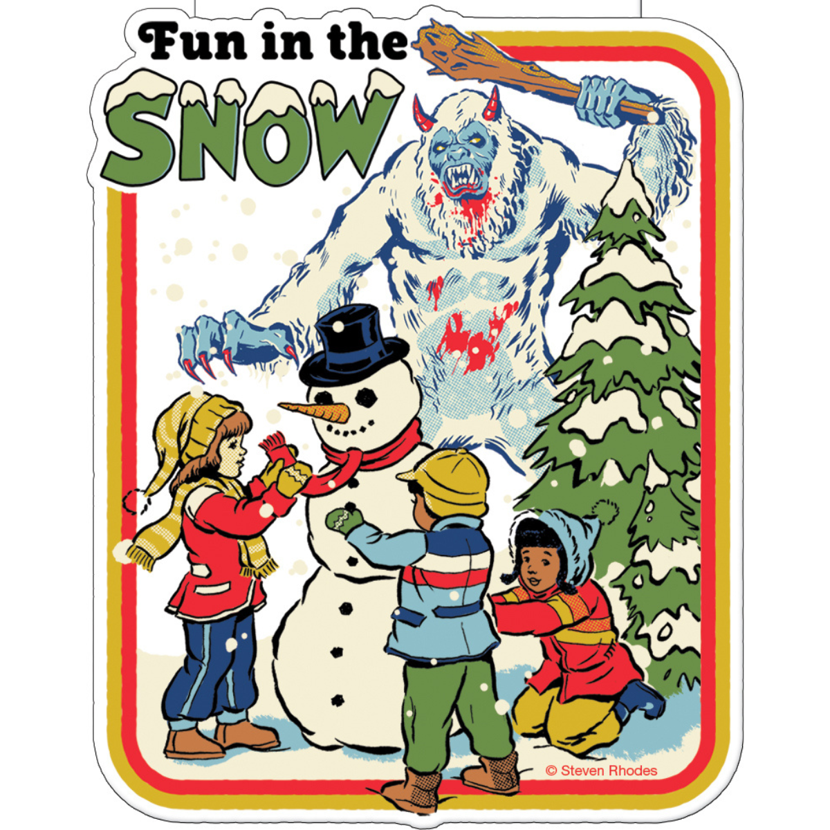 Steven Rhodes Fun in the Snow Die Cut Sticker