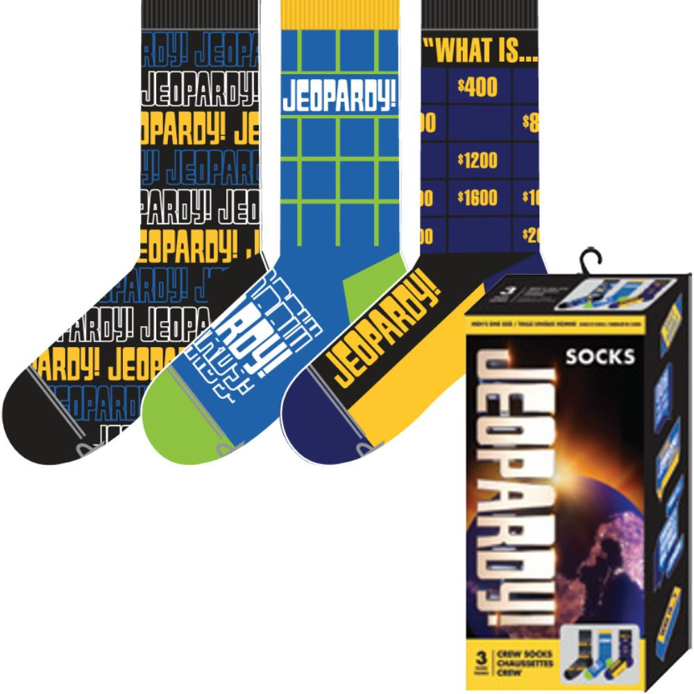 Jeopardy 3-Pair Pack of Crew Socks in Gift Box - RetroFestive.ca