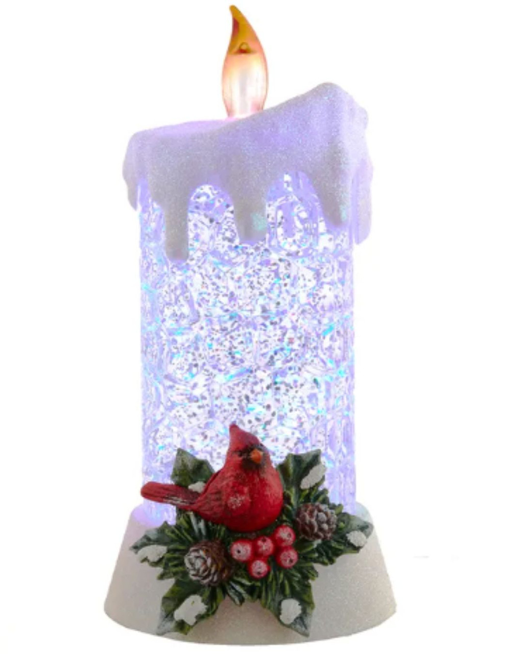 Cardinal LED Swirling Glitter Candle - RetroFestive.ca