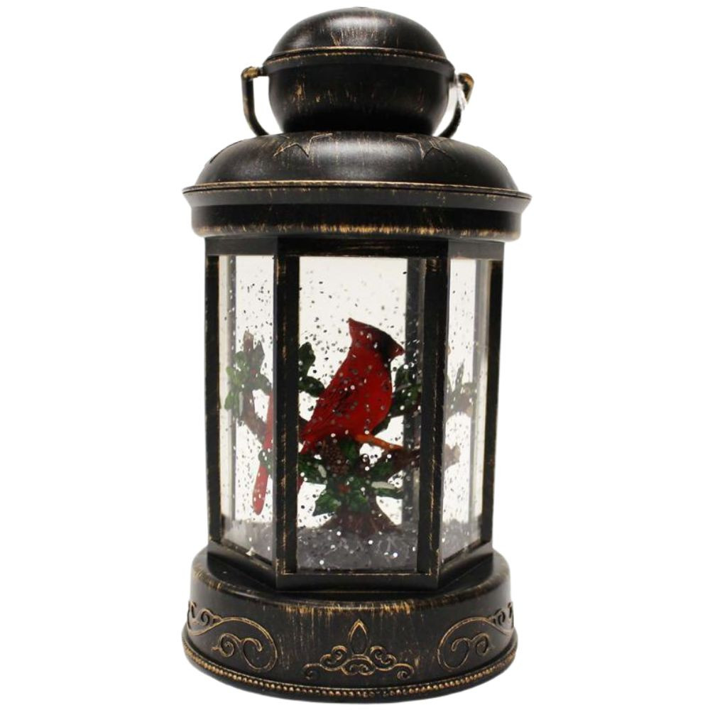 Black Cardinal LED Water Spin Lantern - RetroFestive.ca