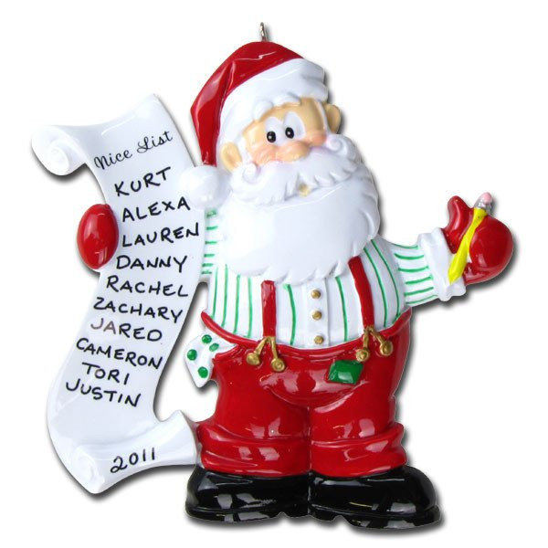 Santa's List Personalized Ornament - Up to 9 Names - RetroFestive.ca