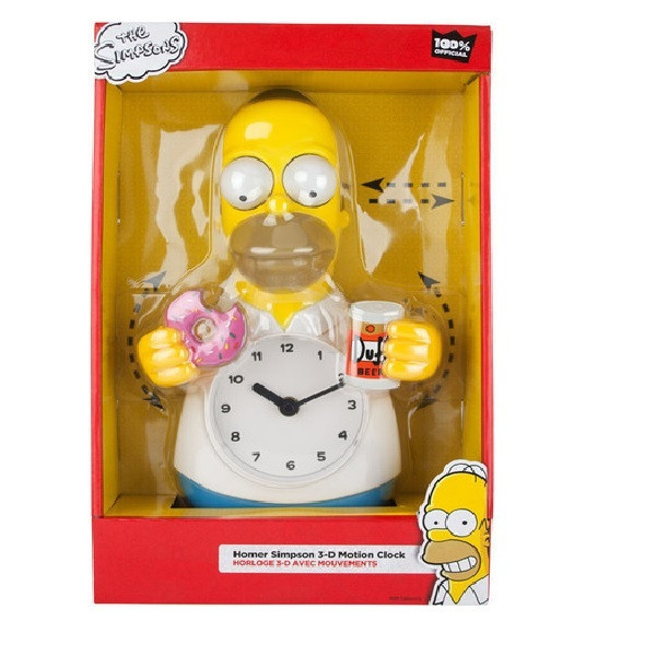 3D Motion Clock - Homer Simpson w/ Moving Hands & Eyes - RetroFestive.ca
