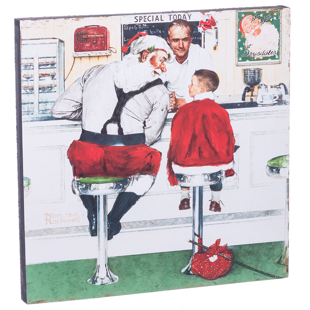 Norman Rockwell's "Santa at Diner" Art Canvas - RetroFestive.ca