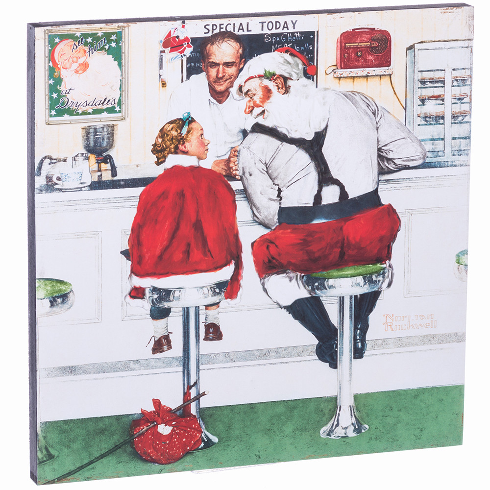 Norman Rockwell's "Santa at Diner" Art Canvas - RetroFestive.ca