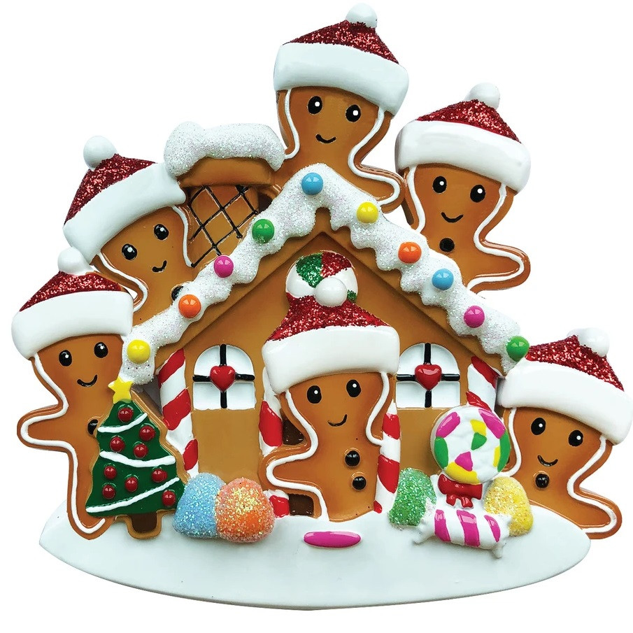 Gingerbread House Family Personalized Ornament - Family of 4, 5, 6, 7 ...