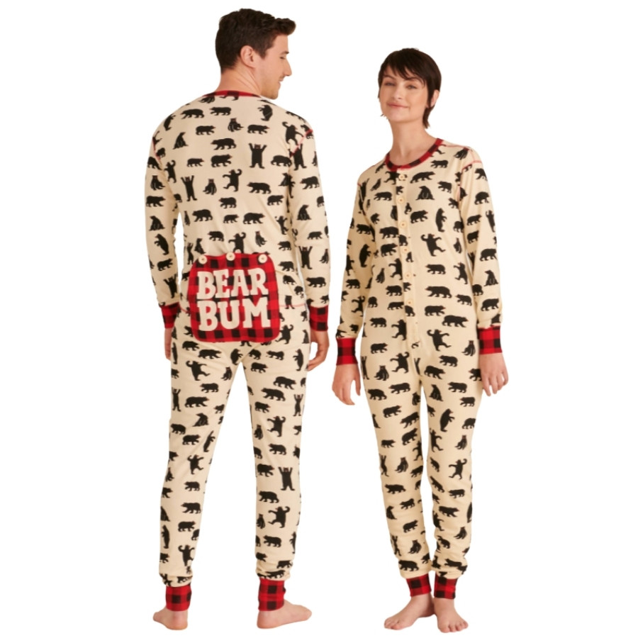 Black Bear Bum Union Suit Pajamas for Adults Little Blue House ...