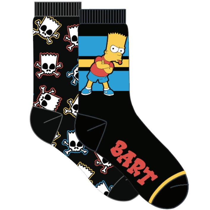 Bart Simpson & Skulls 2-Pair Pack of Crew Socks - RetroFestive.ca