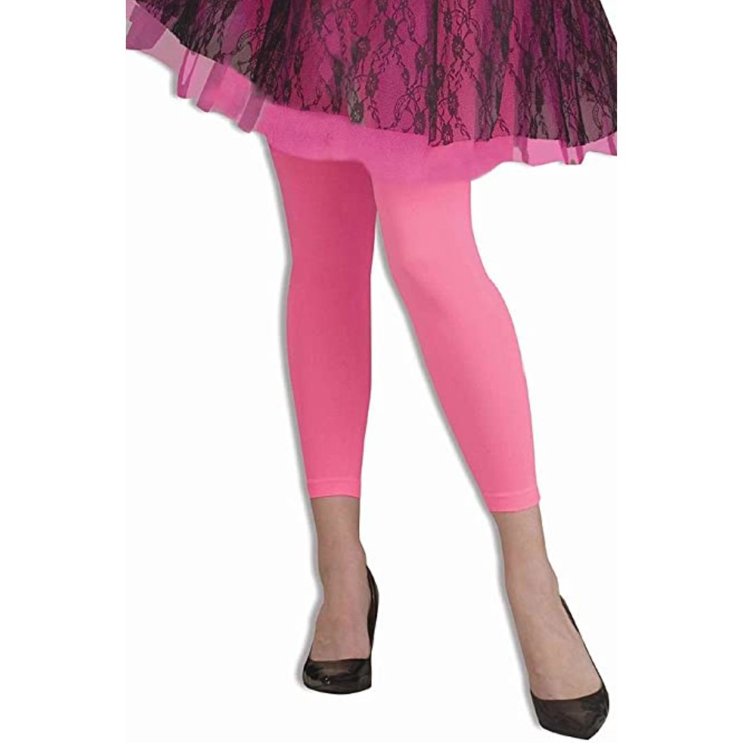 80s to the Maxx - Footless Tights Neon Pink - RetroFestive.ca