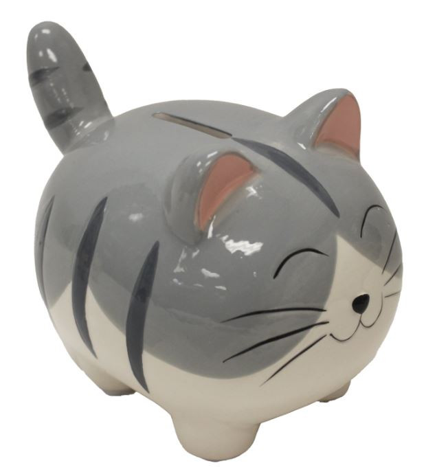 Big Grey Cat Money Bank - RetroFestive.ca