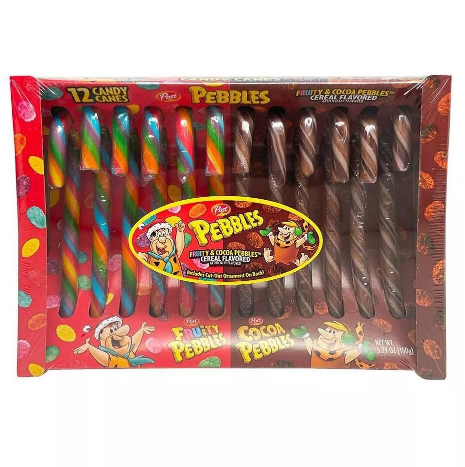 Fruity Pebbles and Cocoa Pebbles Candy Canes - RetroFestive.ca
