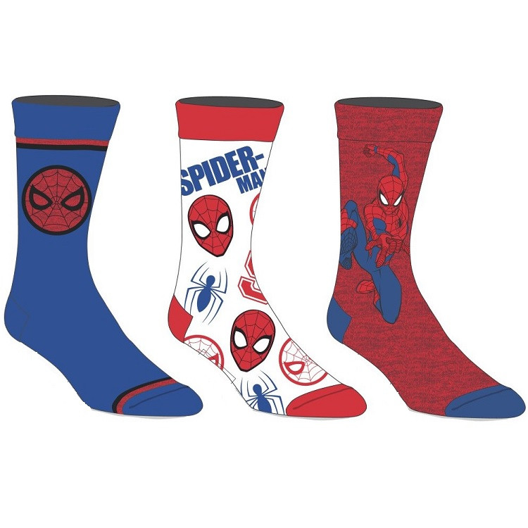 Spider-Man 3-Pair Pack of Crew Socks by Bioworld - RetroFestive.ca